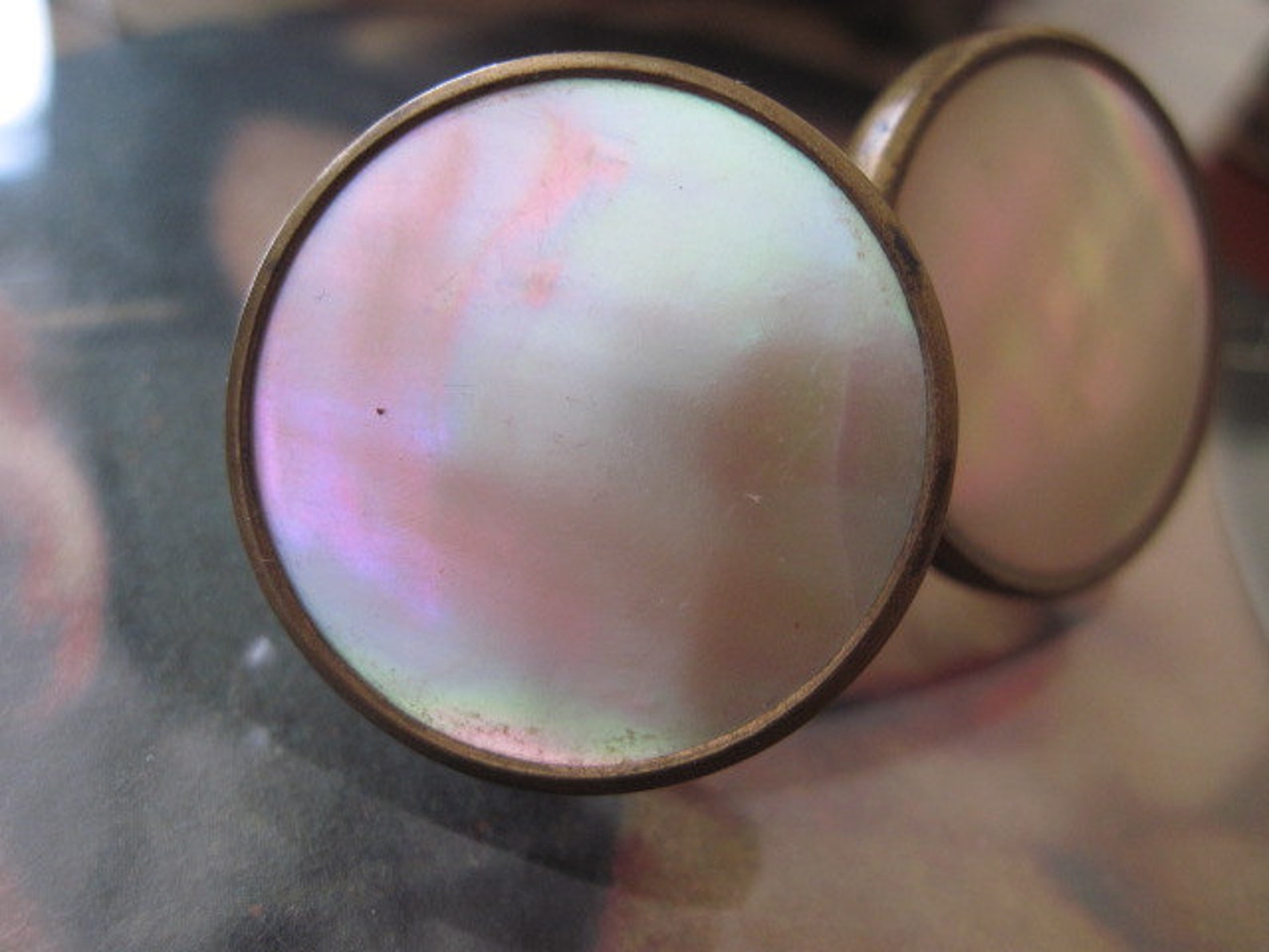 Antique Shell and Brass Buttons Screw Back Earrings Superfin - Etsy