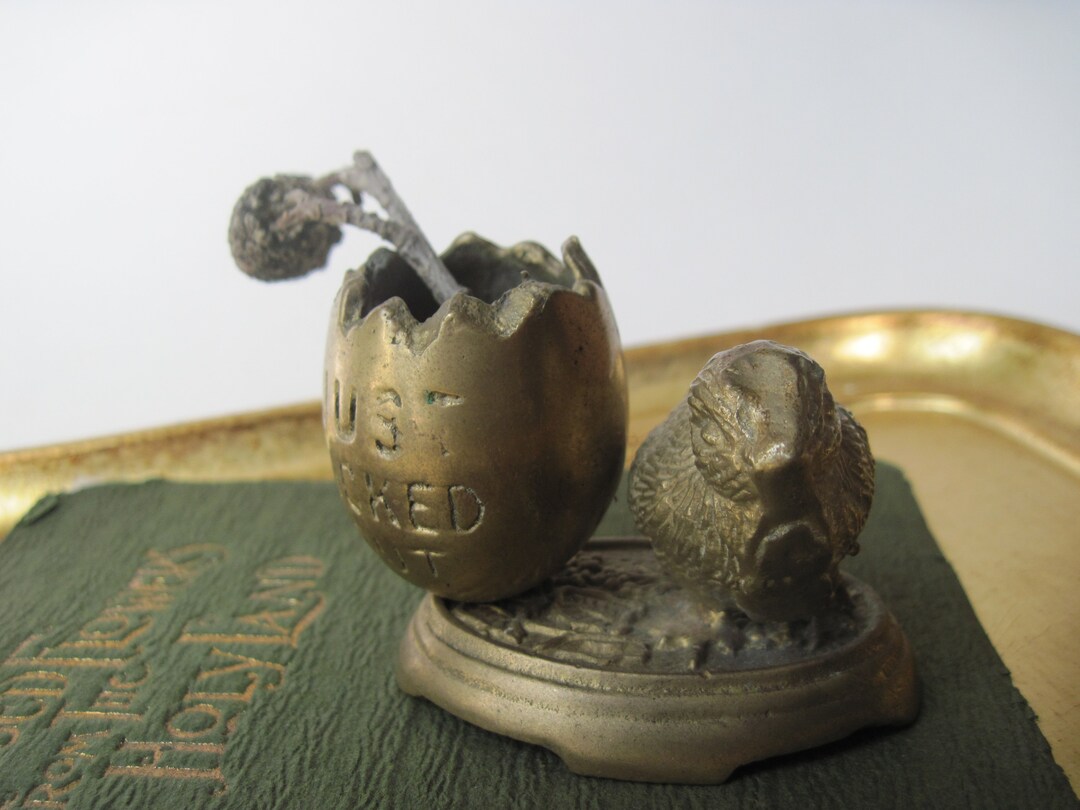 Vintage Brass Chick and Egg Toothpick Holder - Etsy