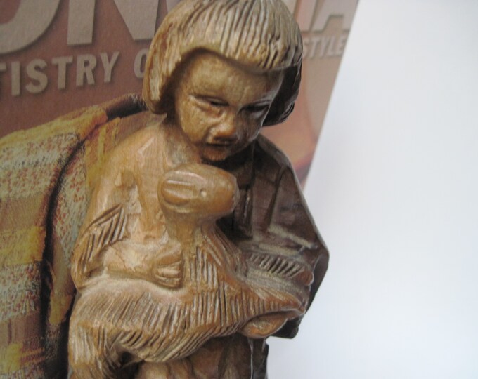 Vintage Olive Wood Carving David Shepherd Boy Holding Lamb - Etsy