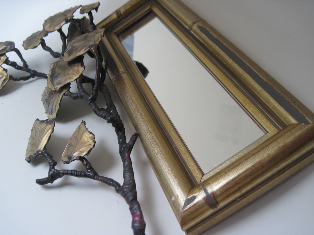 Vintage Small Gold Framed Rectangular Mirror - Etsy