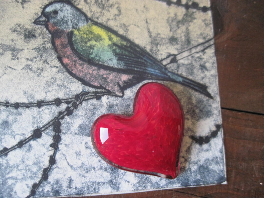 Vintage Signed Mark Sigafoos Art Glass Red Heart Paperweight - Etsy