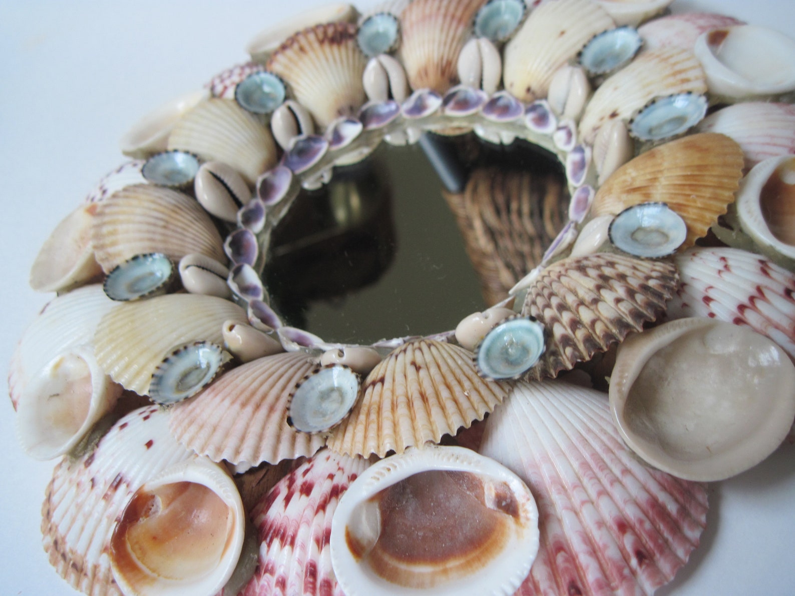 Vintage Round Shell Adorned Mirror - Etsy