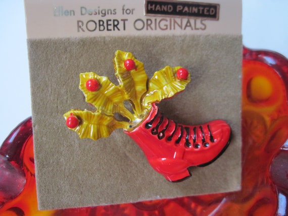 Vintage Ellen Designs For Robert Originals Red Enamel… - Gem