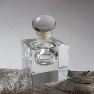Vintage Small Clear Glass Cube Perfume Bottle - Etsy