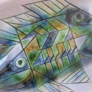 Vintage Gofer Pottery Plate With Fish Israel - Etsy