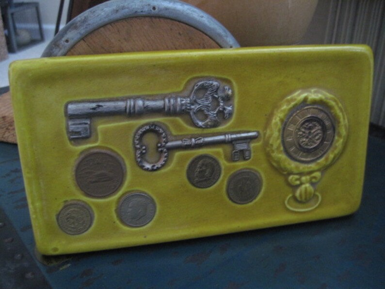 Vintage Ceramic Collage Assemblage Art Tile With Keys and - Etsy