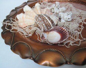 Vintage Copper Wall Hanging Copper Floral Etched Plate Solid Copper 14 ...