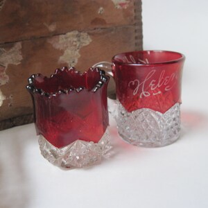 Vintage Pair of Ruby Flash Glass Souvenirs Worlds Fair 1934 and Mother ...