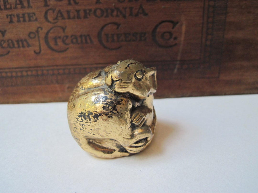Vintage Miniature Joseph Addotta Gold Bronze Mouse Sculpture - Etsy