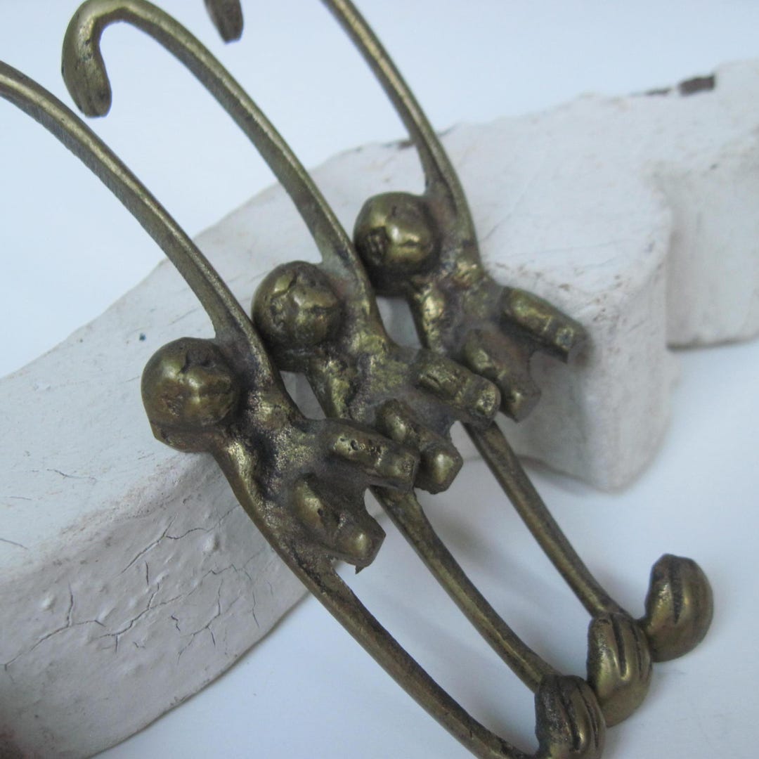 Vintage Brass Hanging Monkey Hooks - Etsy