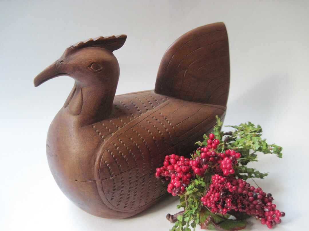 Vintage Large Carved Teak Wood Bird Box - Etsy