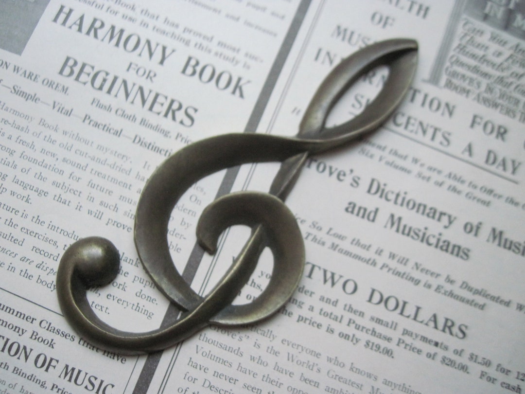 Vintage Brass Treble Clef Musical Note - Etsy