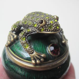Vintage Enamel Rhinestone Frog Trinket Box Perry Borelli - Etsy