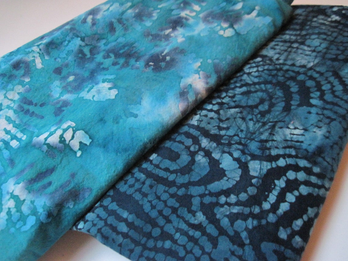 Vintage Pair of Blue Batik Fabrics- 2 Yards - Etsy