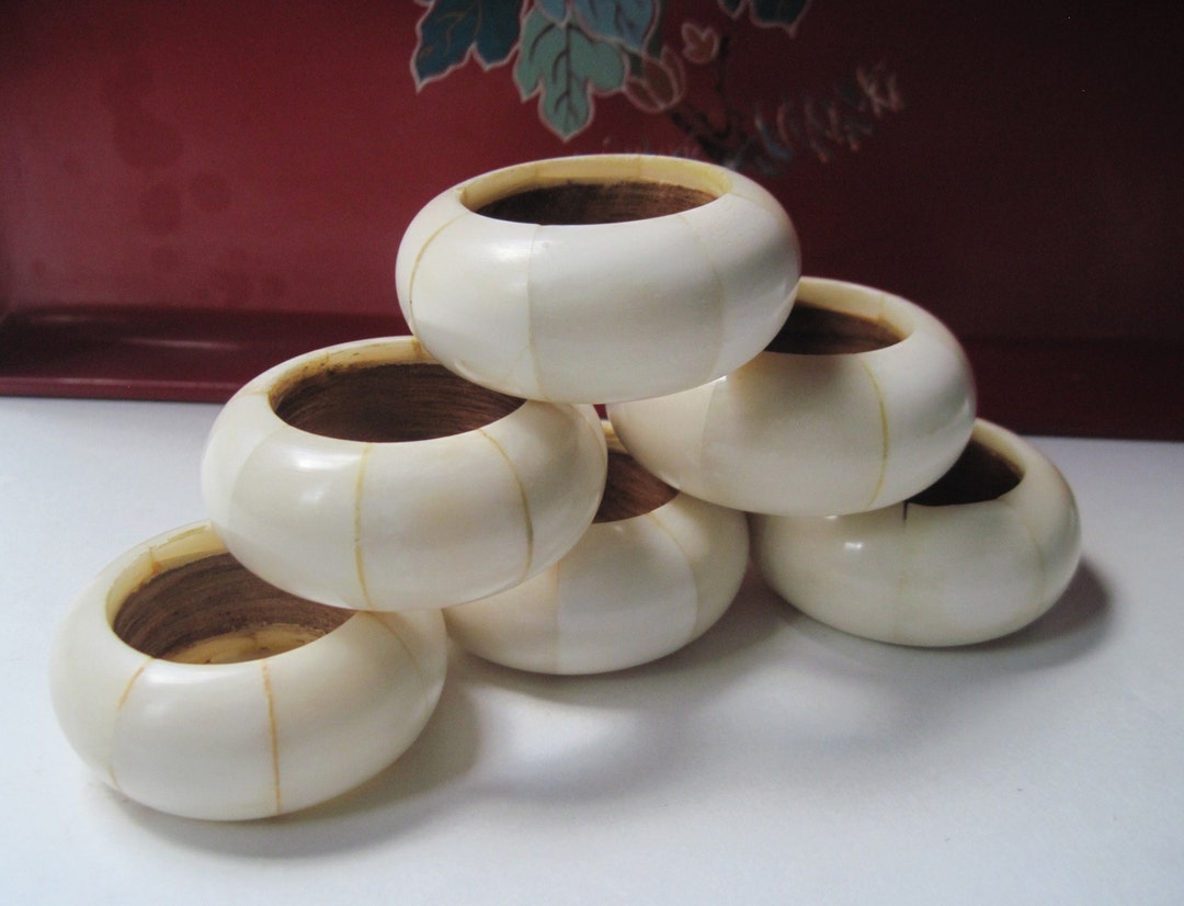 Vintage Set of 6 Bone Napkin Rings - Etsy