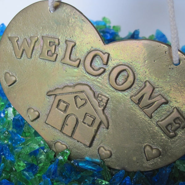 Vintage Brass Welcome Sign - Etsy