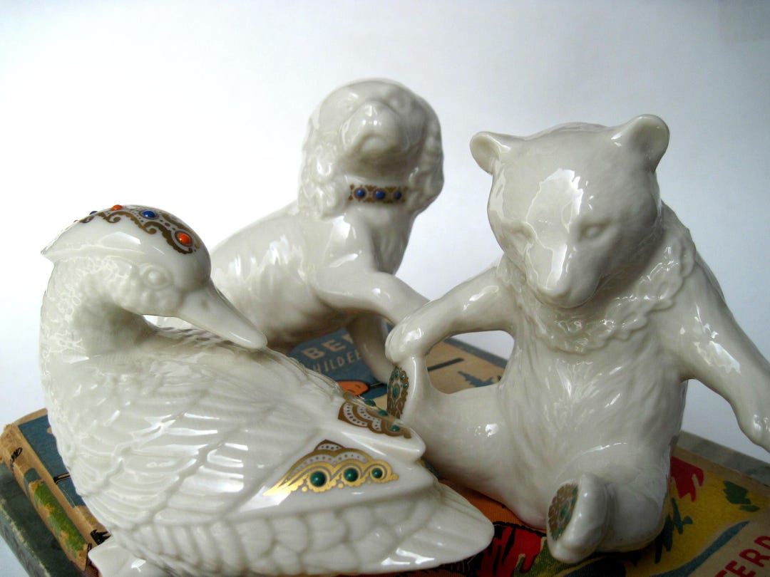 Vintage Set of 3 Lenox Jewel Collection Figurines Dog, Bear and Duck - Etsy