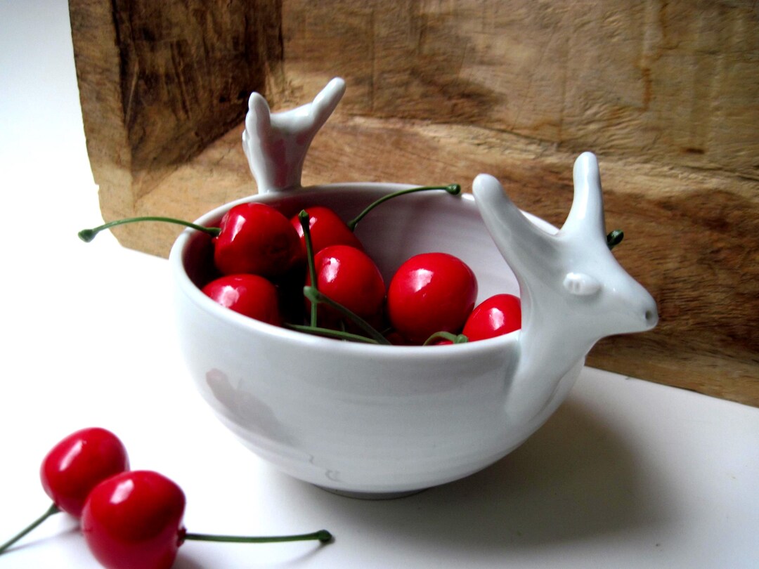 Vintage Alice Corning Pottery Bowl With 2 Deer Heads Mill Valley CA - Etsy