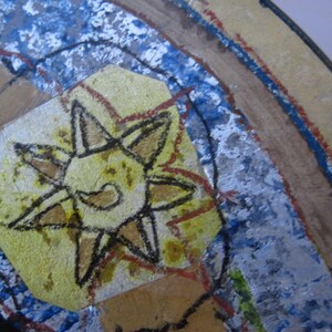 Vintage Susan Ward Signed Artwork Under Glass Plate with Sun | Etsy