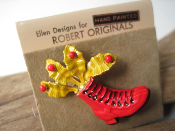 Vintage Ellen Designs For Robert Originals Red Enamel… - Gem