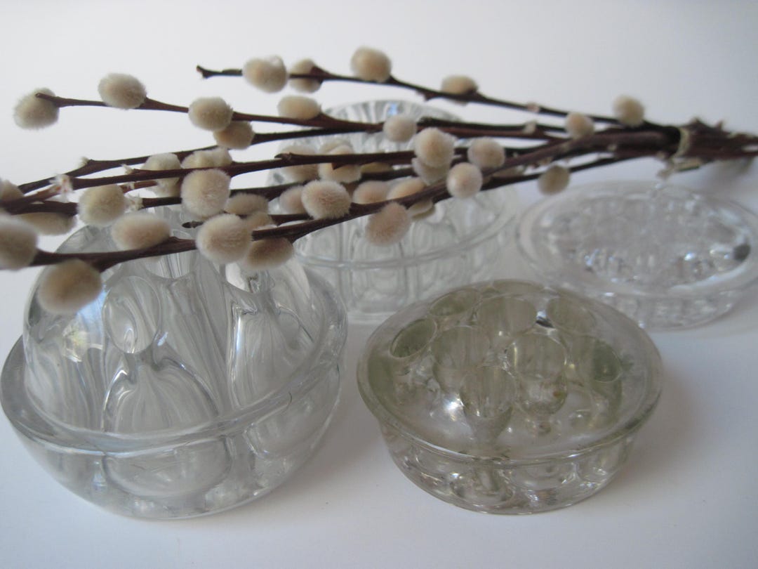 Vintage Set of 4 Clear Glass Flower Frogs - Etsy