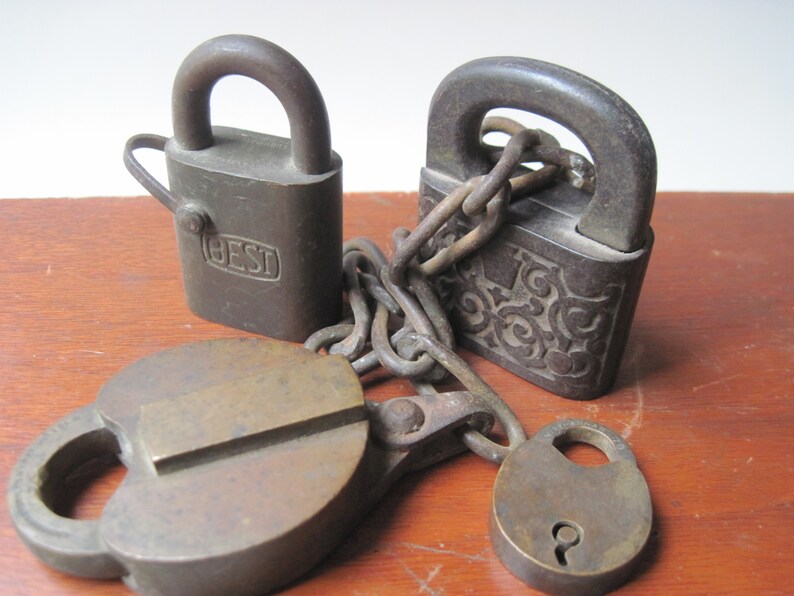 Vintage Collection of Antique Padlocks Best and Bohannan - Etsy