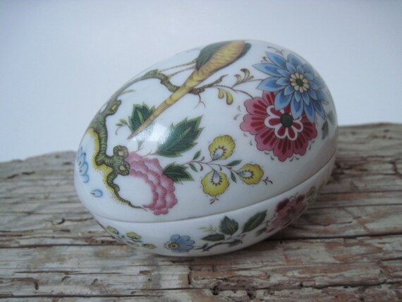 Vintage Limoges Egg Shaped Trinket Box With Bird Fran… - Gem