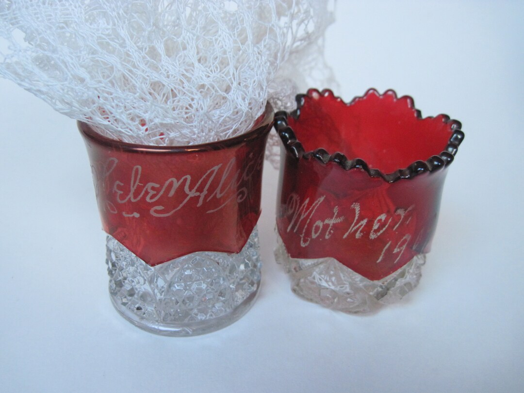 Vintage Pair of Ruby Flash Glass Souvenirs Worlds Fair 1934 and Mother ...