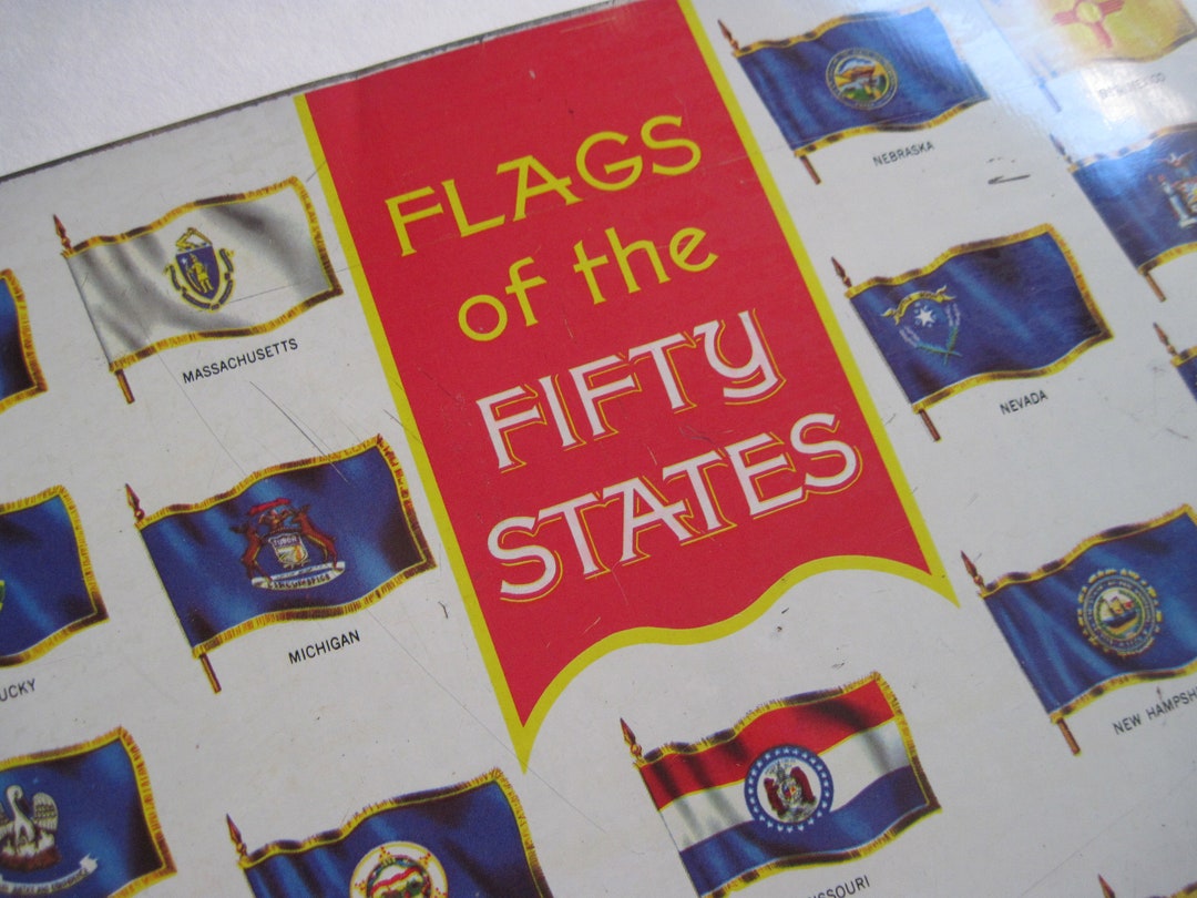 Vintage Tin Sign Flags of the Fifty States Hills Brothers - Etsy