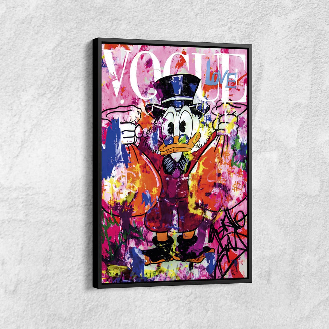 Arte em tela com grafite do Pato Donald de Banksy, decoração de parede ...