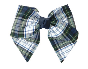 Hunter/classic Navy Plaid School Uniform Hair Bow - Etsy
