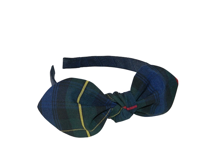 Navy, Hunter, Red & Yellow Plaid Celia Headband - School Uniform ...