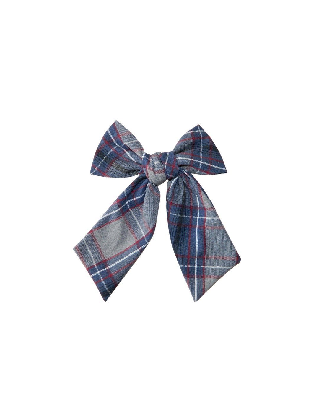 Navy, Gray & Red Plaid Shanna Hair Bow - School Uniform Hair Bows ...