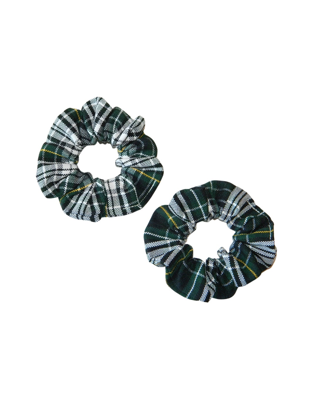 Forest, Navy, White & Yellow Plaid Pigtail Scrunchies - Plaid ...