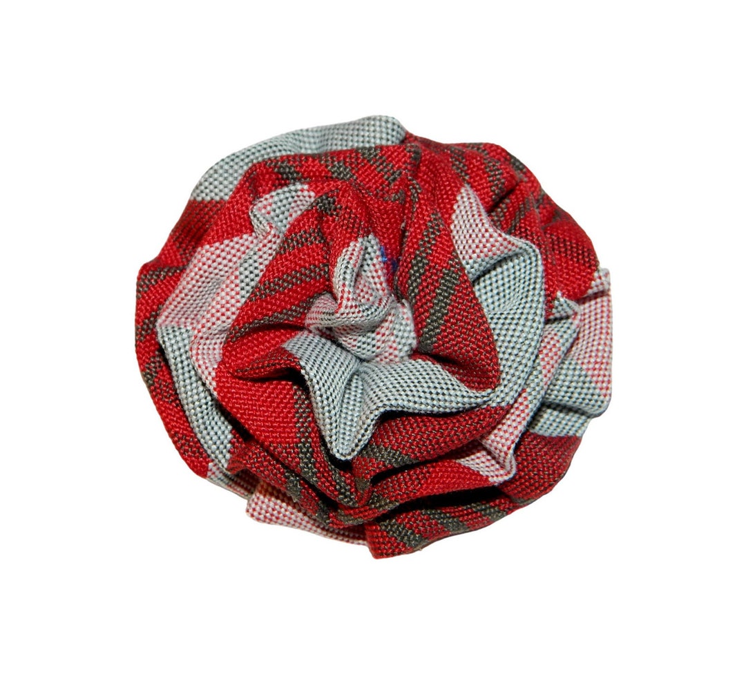 Red, White & Gray Plaid Rosette Hair Clip - Uniform Hair Bows, Plaid ...