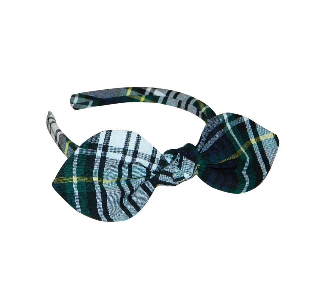 Navy, Forest, White, & Yellow Plaid 35 Cara Headband - School Uniform ...