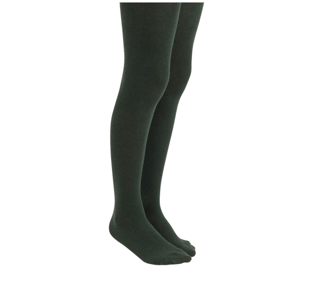 Girl's Hunter Green Organic Cotton Tights School Uniform Tights, Girl's ...