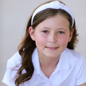 White Top Knot Headband - School Uniform Headbands, Girl's Top Knot ...