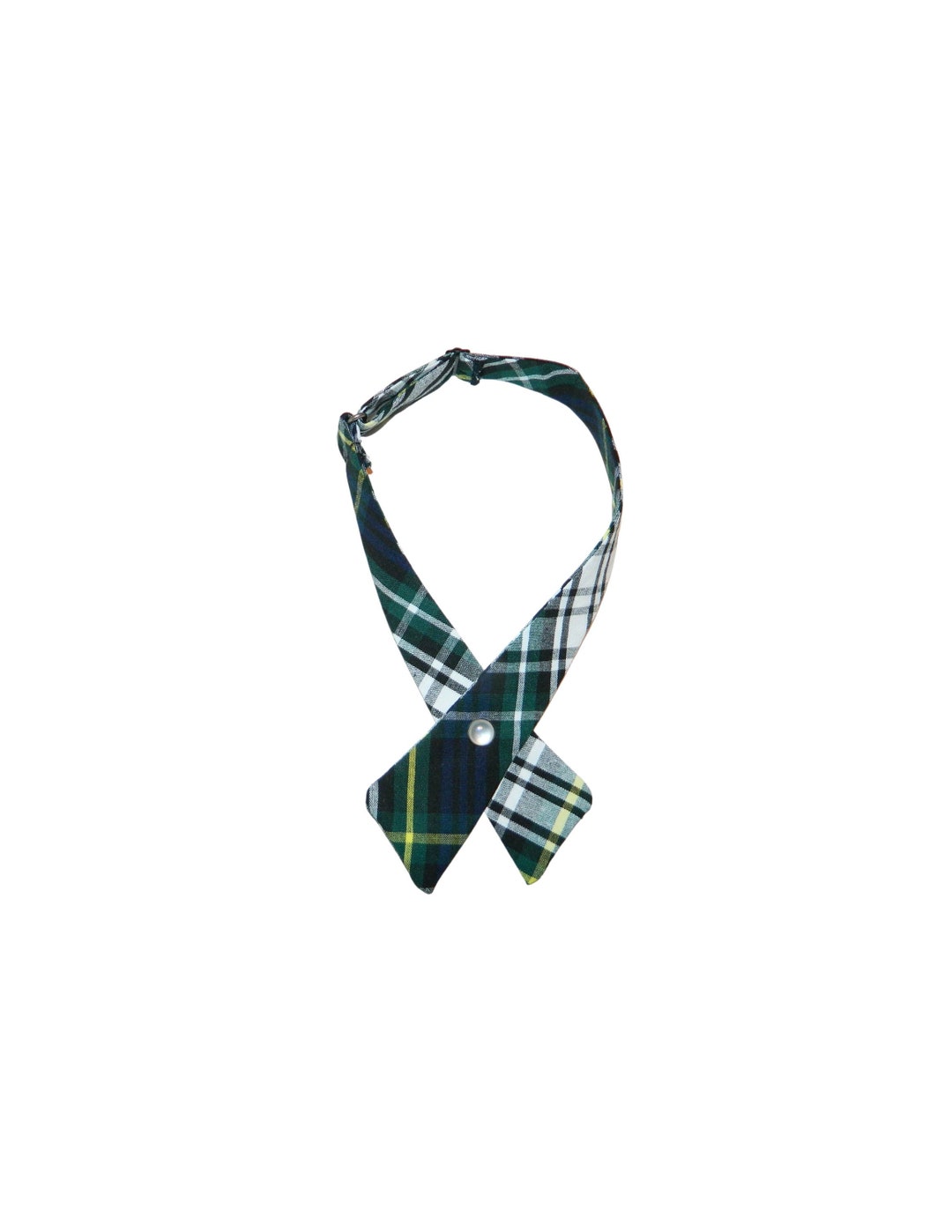 Girl's Navy, Forest, White, & Yellow Plaid 35 Neck Tie - Girl's School ...