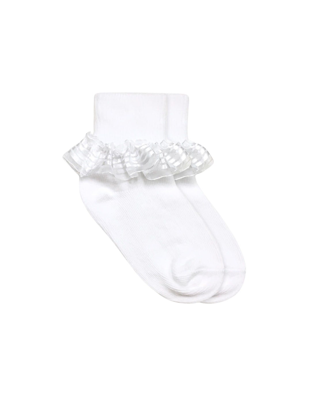 Girl's White Stripe Ruffle Dress Socks Girl's White Dressy Socks, Girl ...