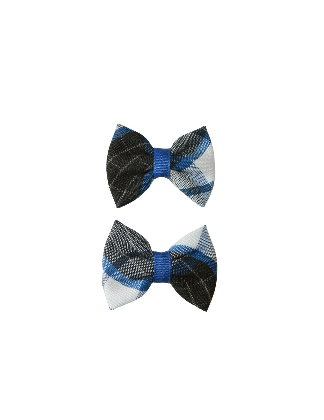 Blue, Black & White Plaid Pigtail Bows - School Uniform Hair Bows ...