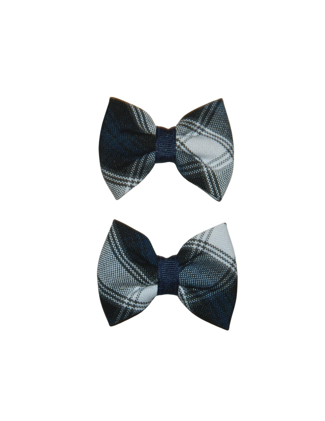 Navy & White Plaid 64 Pigtail Bows - School Uniform Hair Bows, Plaid ...
