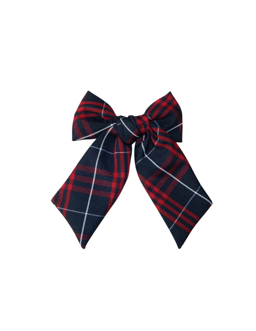 Navy & Red Plaid 36 Shanna Hair Bow - School Uniform Plaid Hair Bows ...