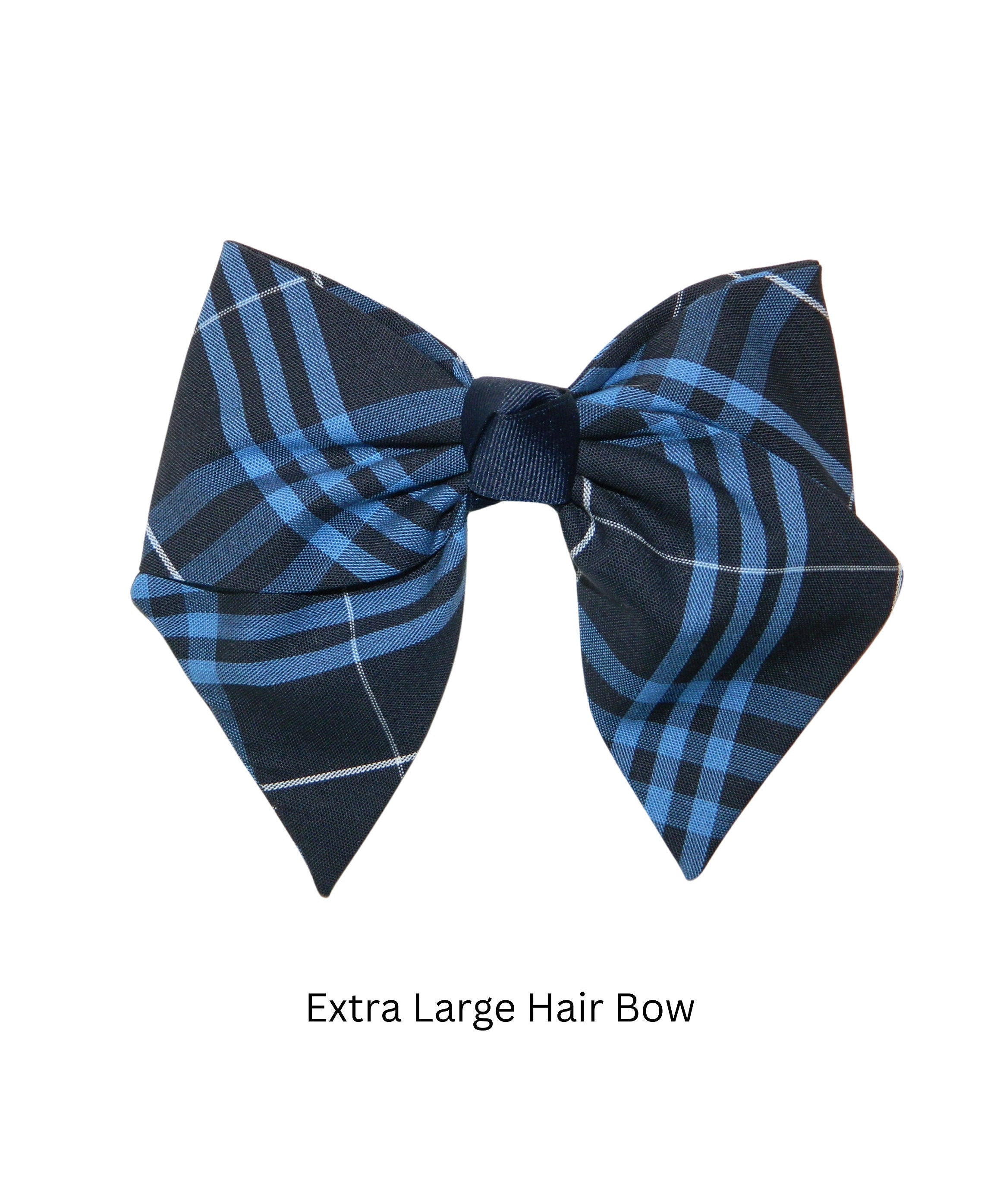 Navy & Blue Plaid Hair Bow - School Uniform Plaid Bows, Plaid Hair Bows ...