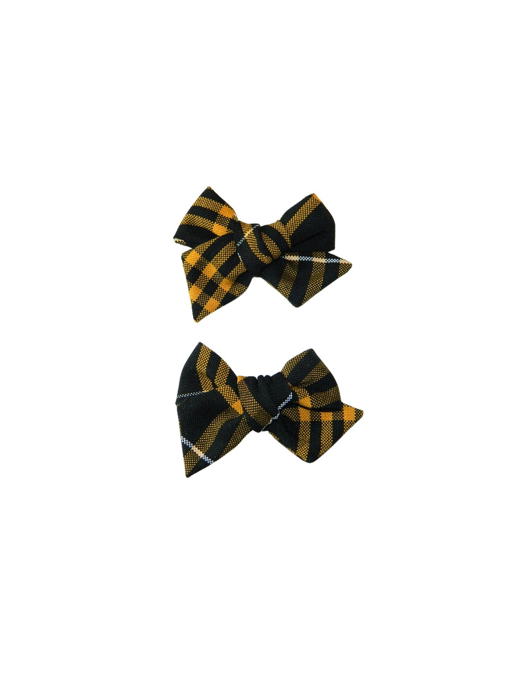 Black & Gold Plaid Butterfly Pigtail Bows - Plaid Hair Bows, Bumblebee ...