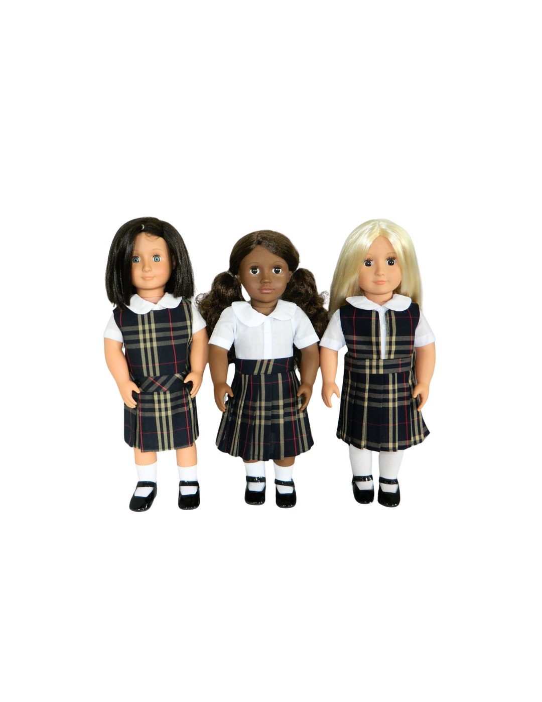 Navy & Tan Plaid 1C Doll Uniform Set - 18 Inch Doll School Uniform ...