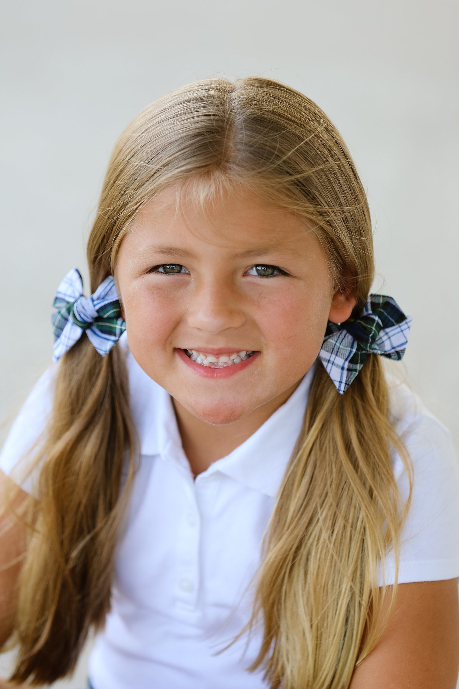 Navy, Lt Blue & White Plaid 76 Butterfly Pigtail Bows - School Uniform ...
