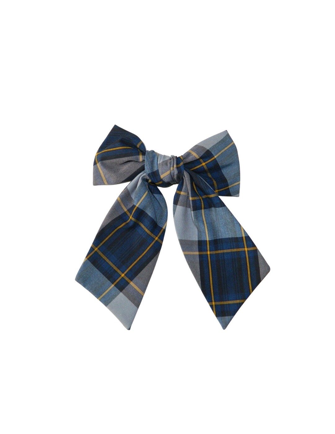 Gray, Navy & Gold Plaid Shanna Hair Bow - School Uniform Plaid Hair ...