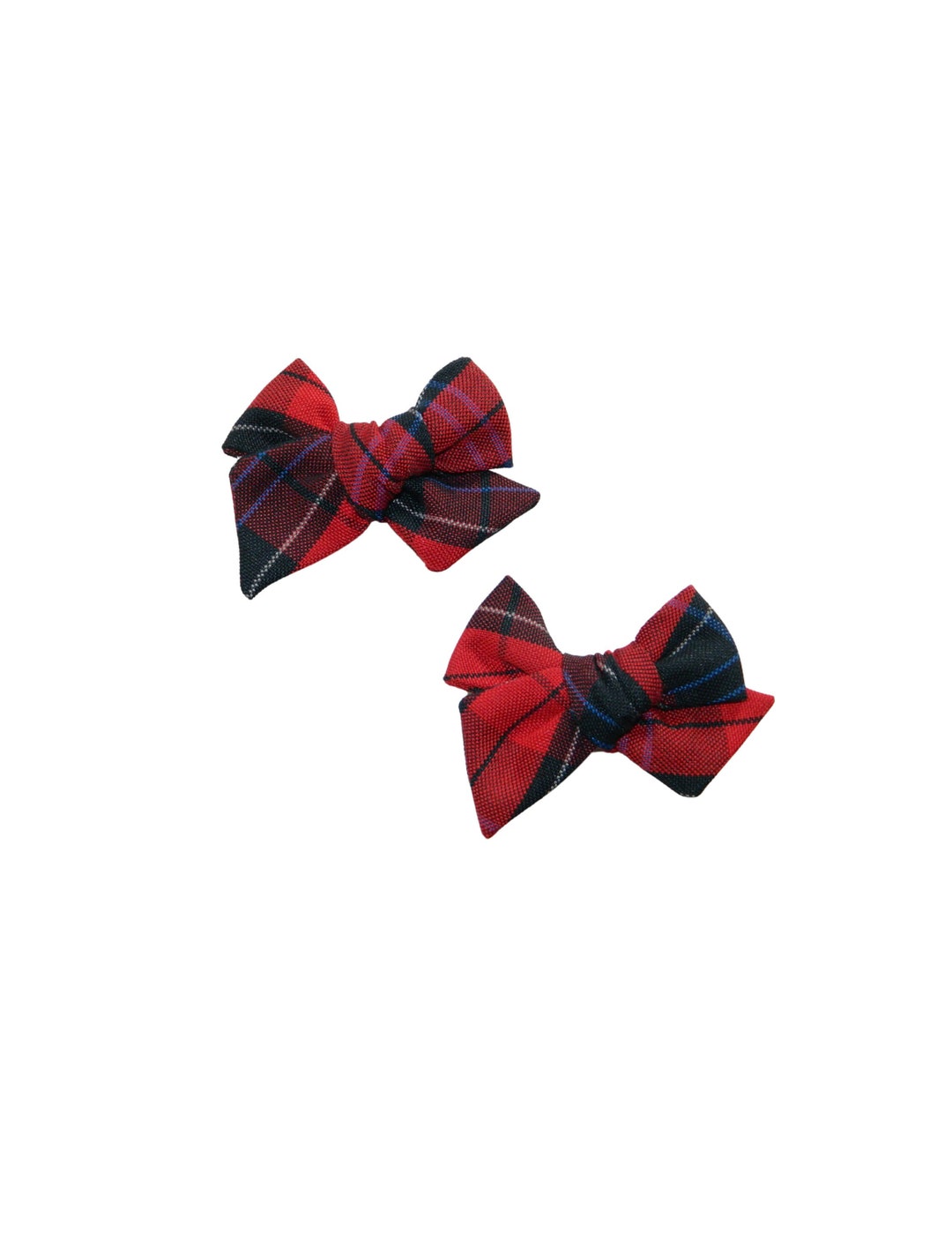 Red, Navy & Blue Plaid 94 Butterfly Pigtail Bows - School Uniform Plaid ...