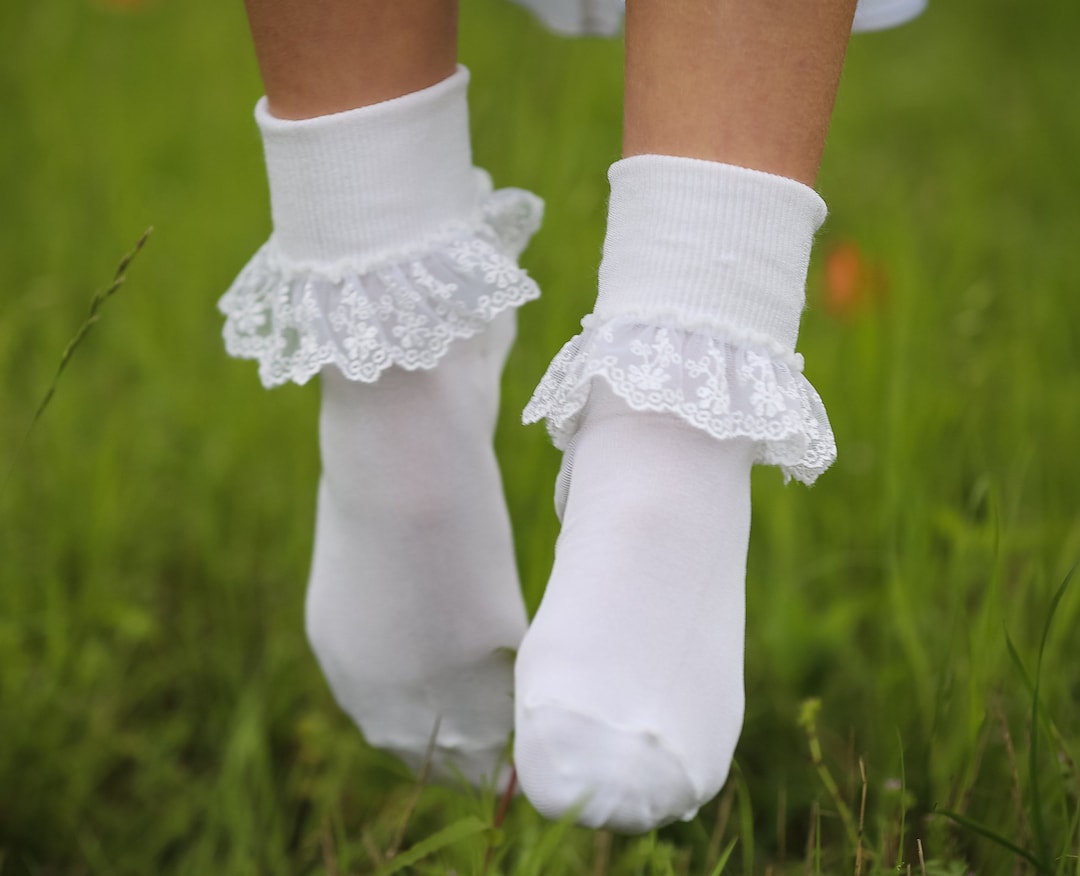 Ivory Fancy Lace Socks Girl's Dress Socks, Ivory Dress Lace Socks ...